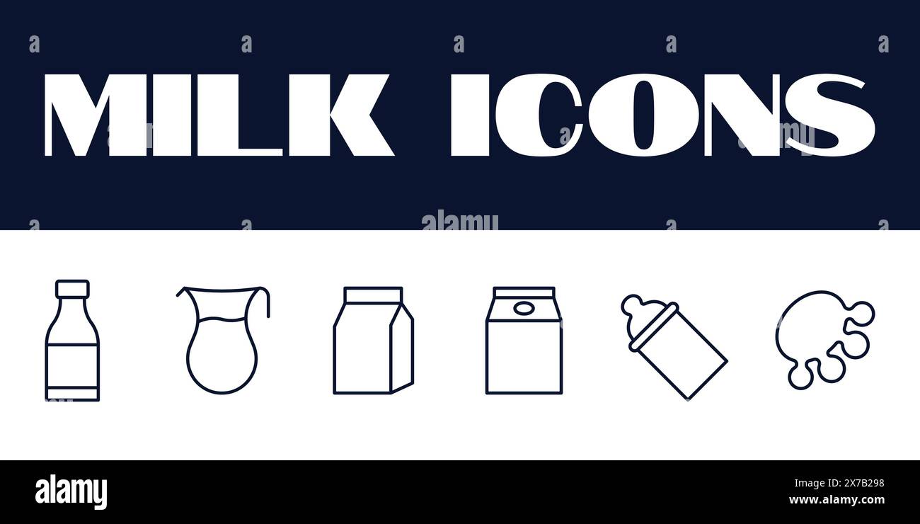 Milk icons set. Milk line drinks icon vector illustration. Milk ...