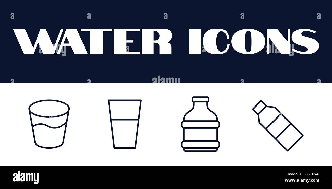 Water icons set. Water line drinks icon vector illustration. Water ... Water icons set. Water line drinks icon vector illustration. Water ...