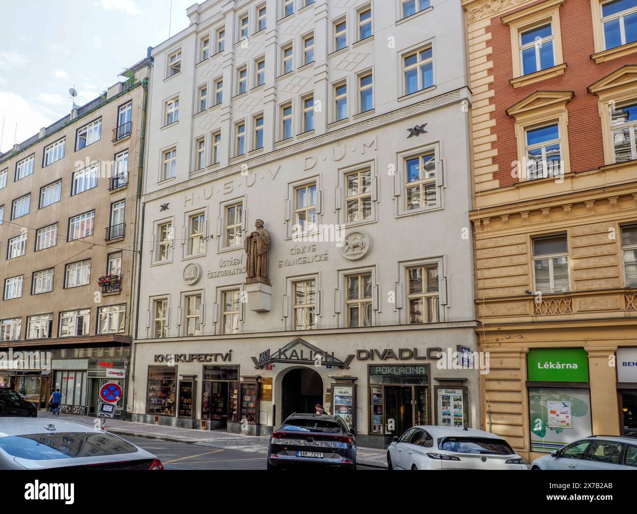 Prague, Czech Republic - May 10, 2024: Church Pension Husov Dom. A ...