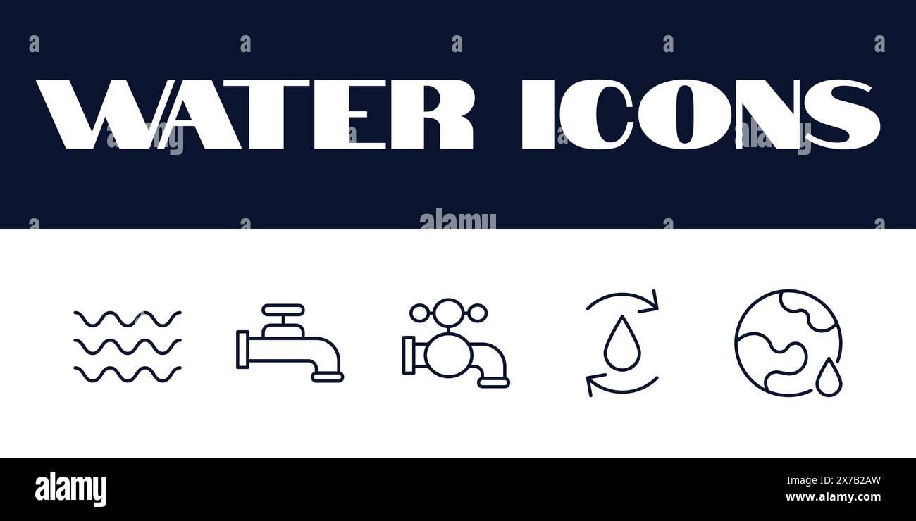 Water icons set. Water line drinks icon vector illustration. Water ...