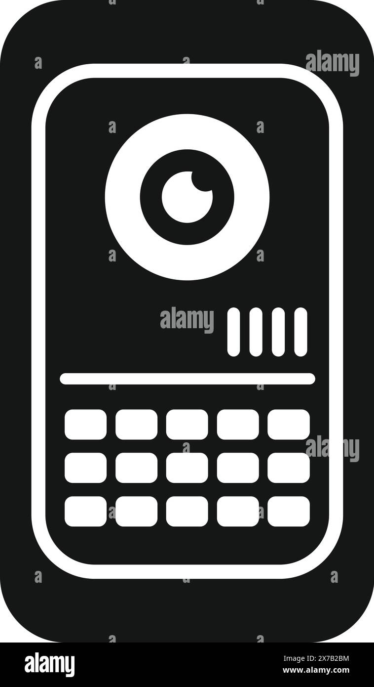 Black and white graphic of a classic mobile phone with buttons and ...