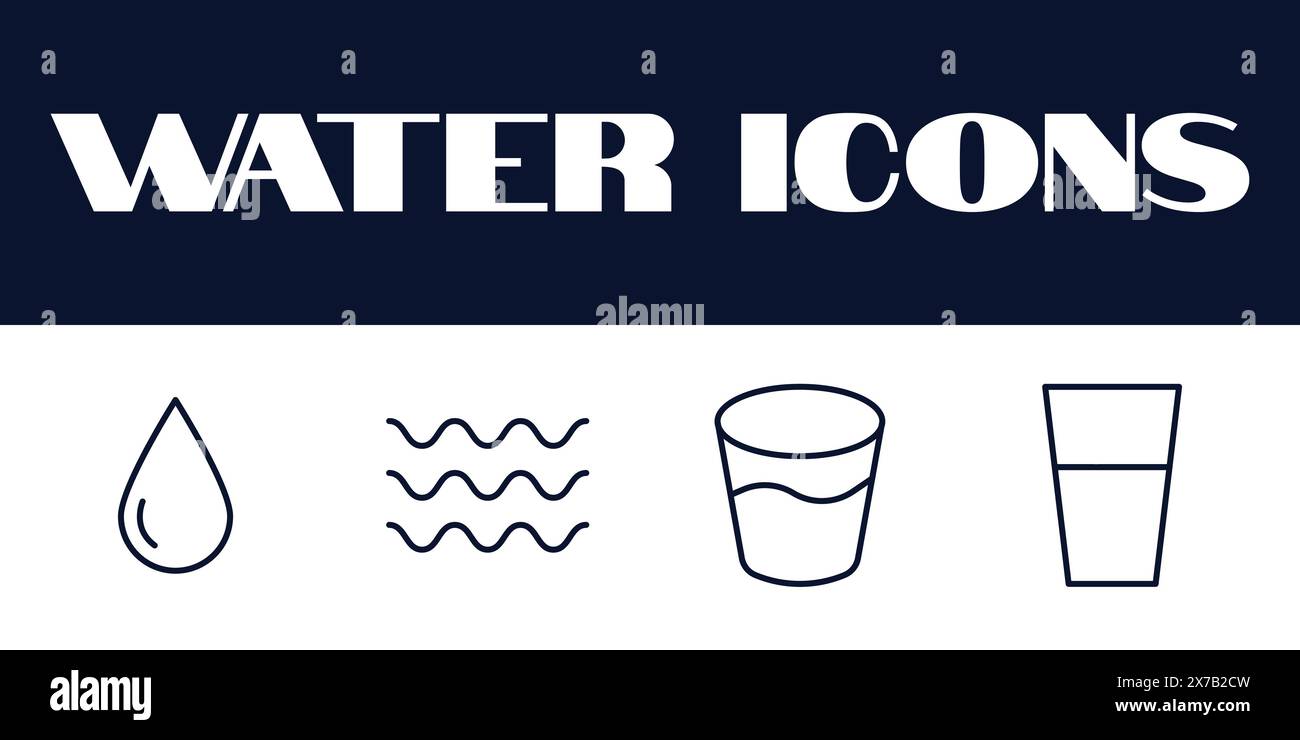 Water icons set. Water line drinks icon vector illustration. Water ...