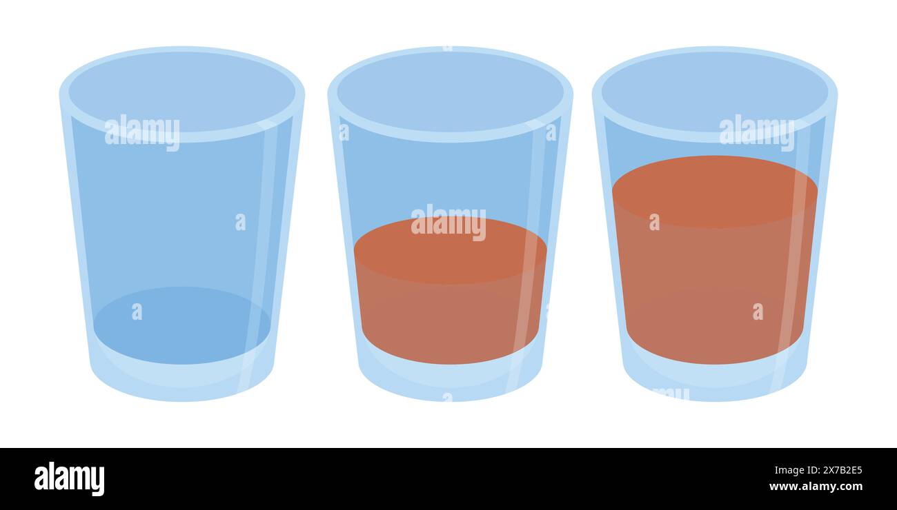 Full, half and empty Glass of Orange juice illustration icon set ...