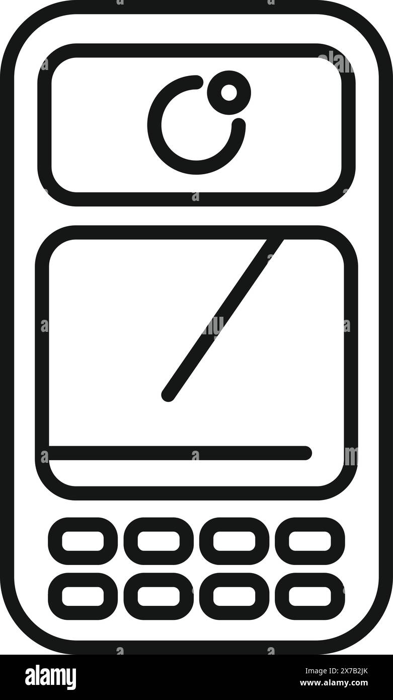 Black and white line drawing of a classic mobile phone, suitable for ...