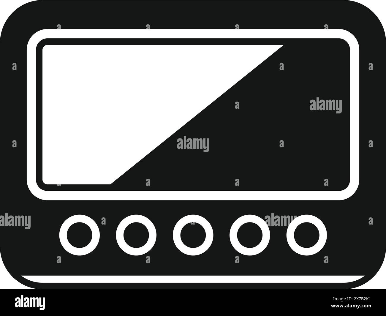 Black and white vector illustration of a retro tv set with screen and ...