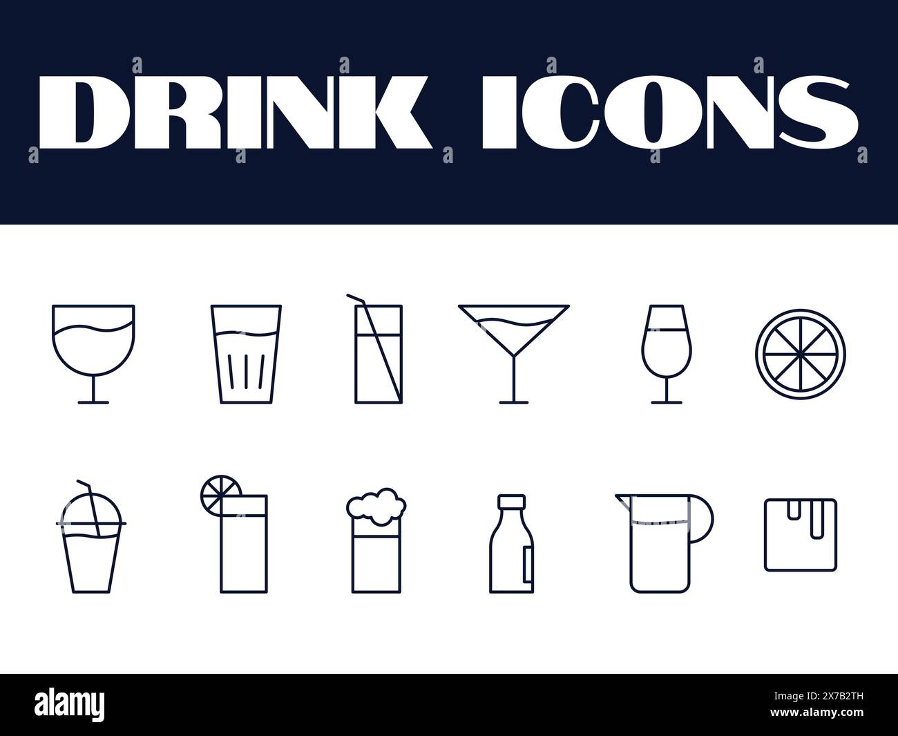 Beverage Drink icons set. line drinks icon vector illustration. Beverage icons set Stock Vector ...