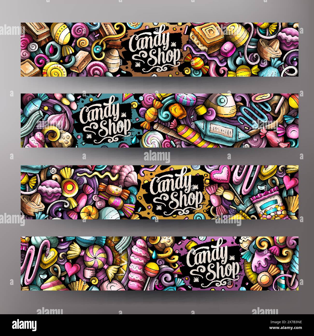 Cartoon vector doodle set of Candies corporate identity templates ...