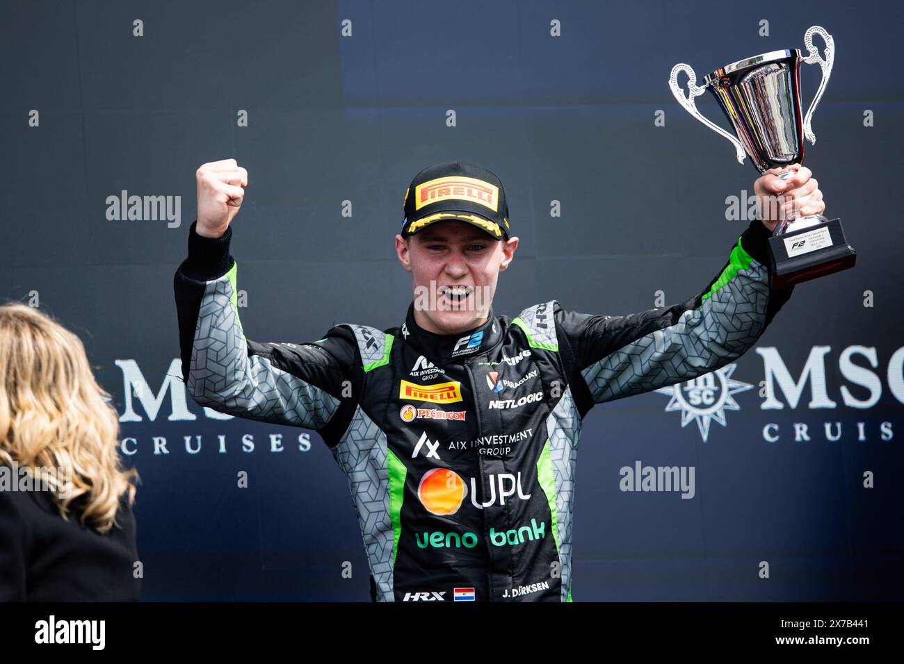 DURKSEN Joshua (pry), PHM AIX Racing, Dallara F2 2024, portrait podium ...