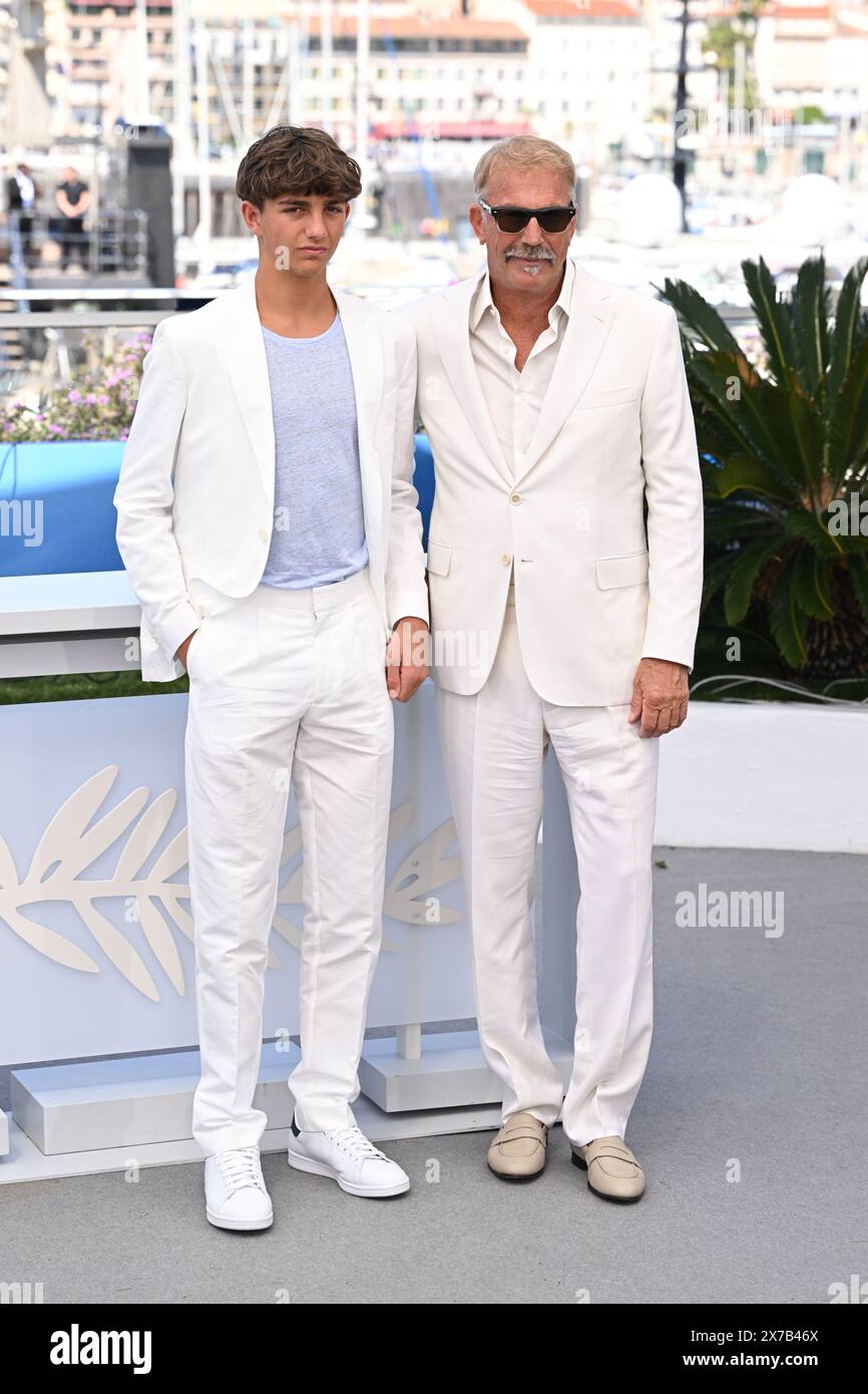 Kevin Costner (right) and Hayes Costner at the photo call for the film ...