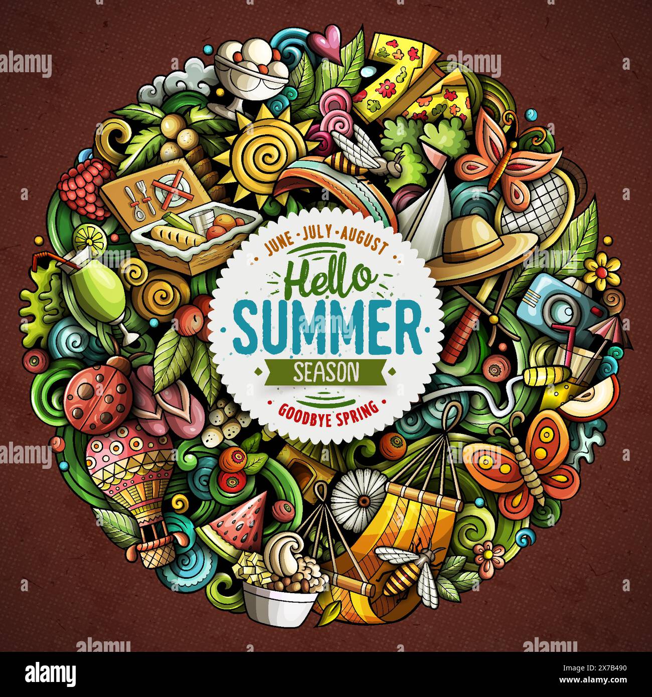 Summer cartoon vector doodles illustration Stock Vector Image & Art - Alamy