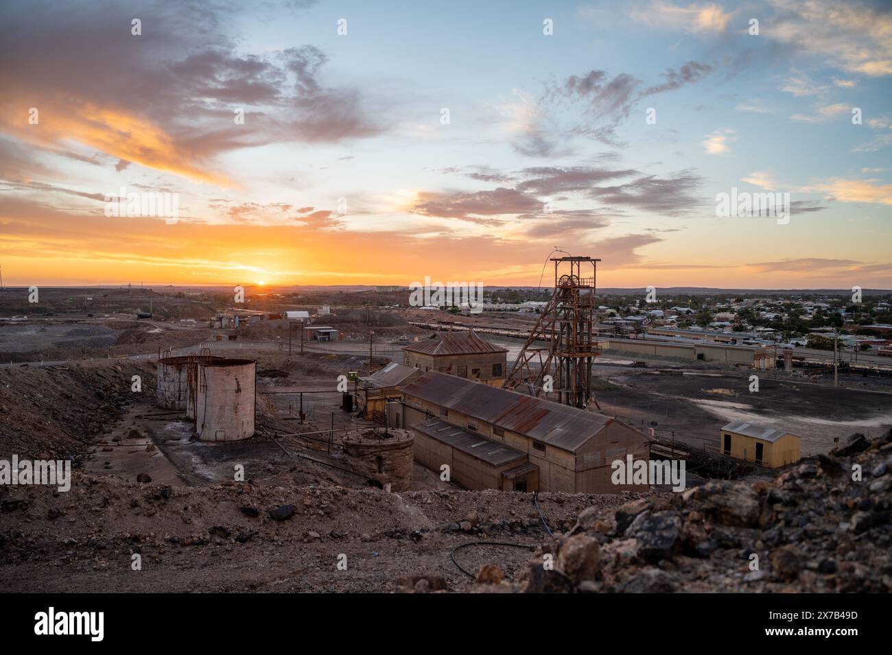 Disused abandoned mine shaft and buildings at Broken Hill's Line of ...