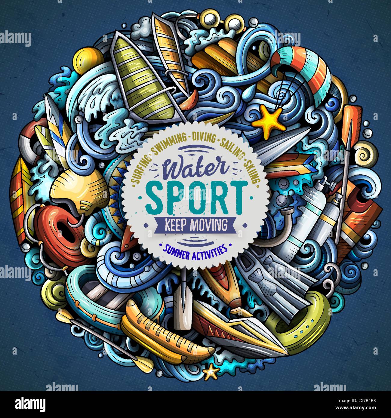 Water Sports hand drawn vector doodles illustration Stock Vector Image ...