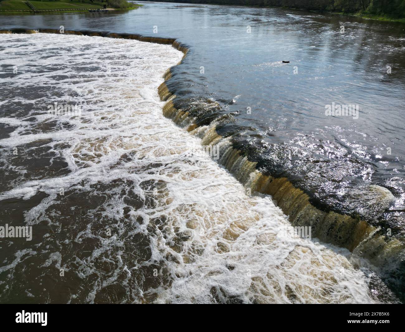 Aerial view of Venta Rapid (Ventas Rumba) waterfall in spring Stock ...