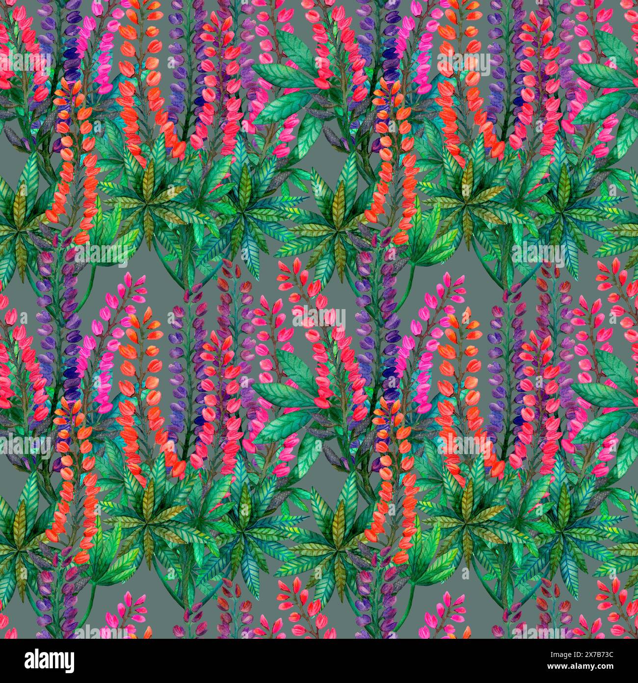 This design features a continuous layout of flowers and leaves set ...