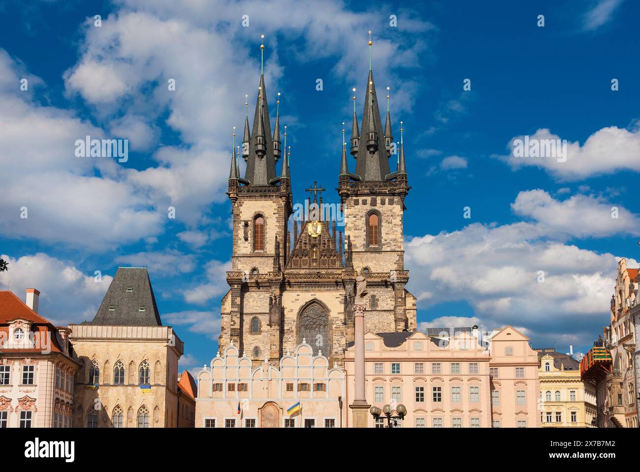 Prague landmarks. Church of Our Lady before Tyn famous gothic twin ...