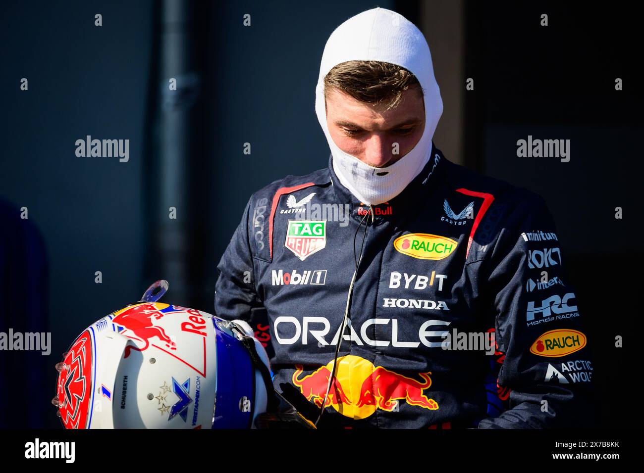 Oracle Red Bull Racing’s Dutch driver Max Verstappen reacts after the ...