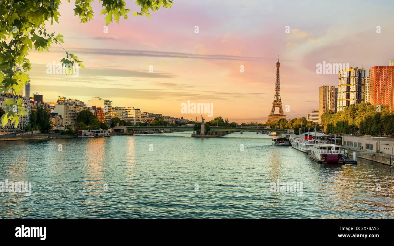 River Seine and Eiffel Tower in Paris, France Stock Photo - Alamy