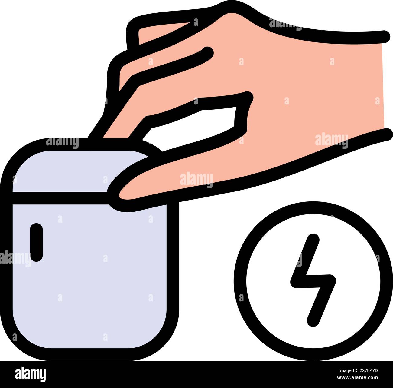 Wireless earbuds in hand color icon. Charging case simple sign. Vector ...