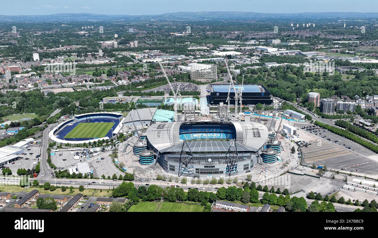 An aerial view of the Etihad Stadium ahead of the Premier League match ...