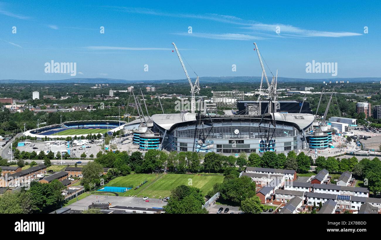 An aerial view of the Etihad Stadium ahead of the Premier League match ...