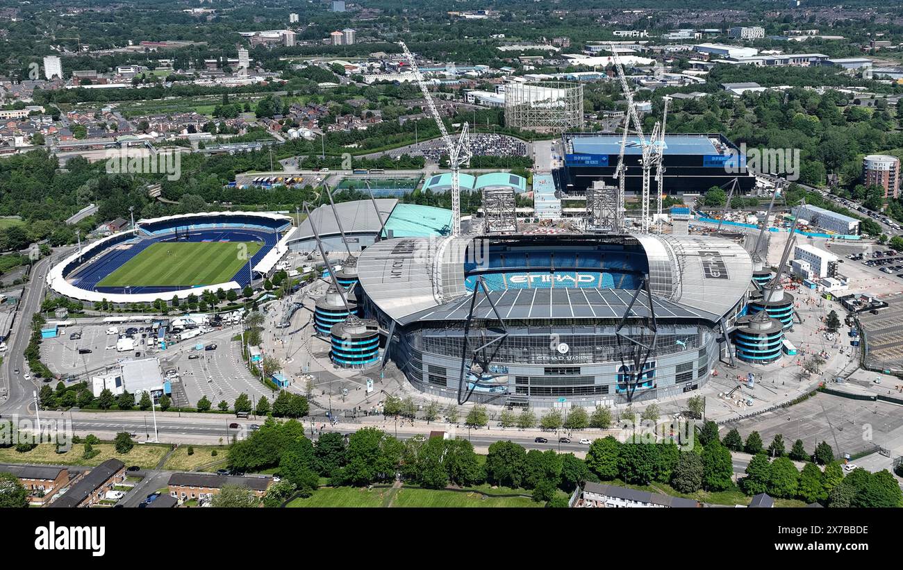 An aerial view of the Etihad Stadium ahead of the Premier League match ...