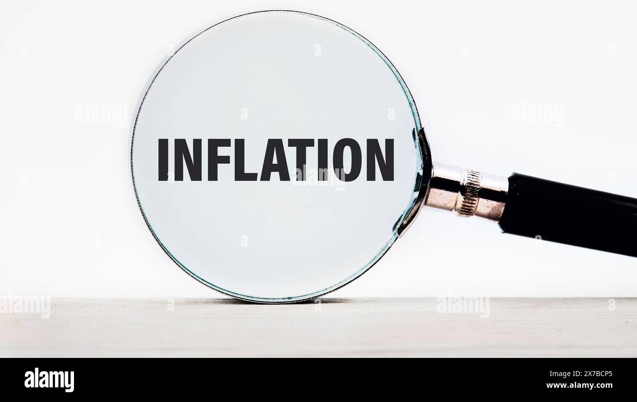 Economics, and inflation control, money inflation. INFLATION word text ...