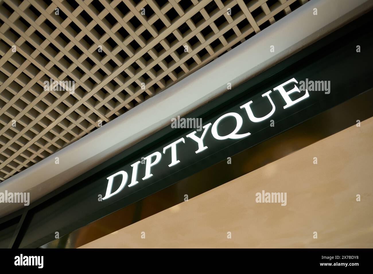 HONG KONG, CHINA - DECEMBER 05, 2023: Diptyque sign as seen at a store ...