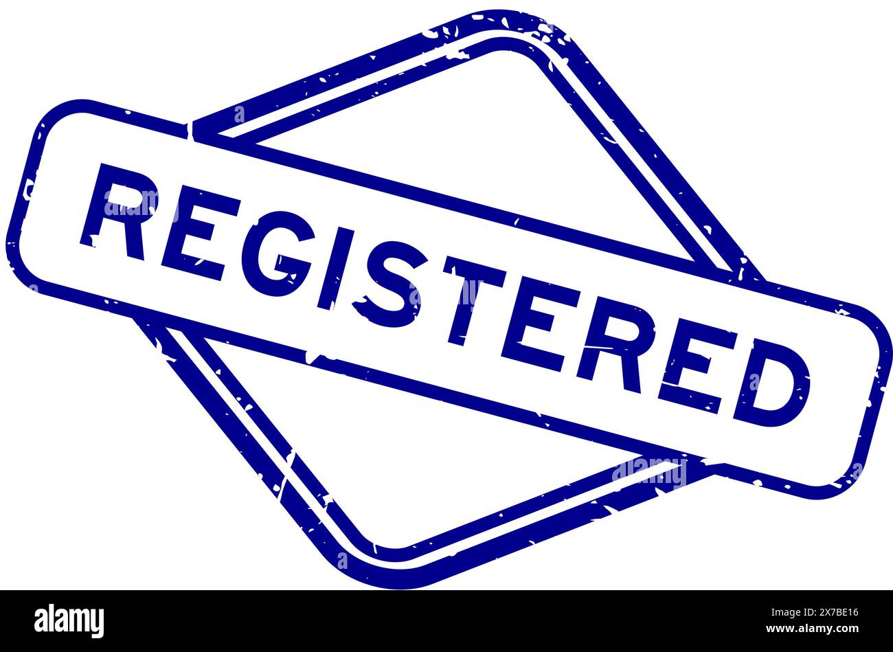 Grunge blue registered word rubber seal stamp on white background Stock ...