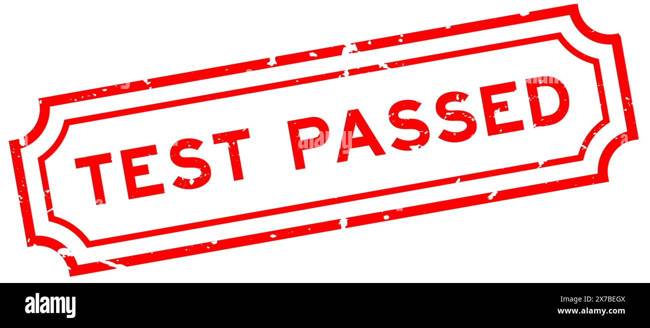 Grunge red test passed word rubber seal stamp on white background Stock ...