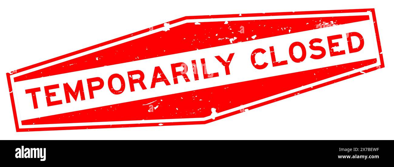 Grunge red temporily closed word hexagon rubber seal stamp on white background Stock Vector ...