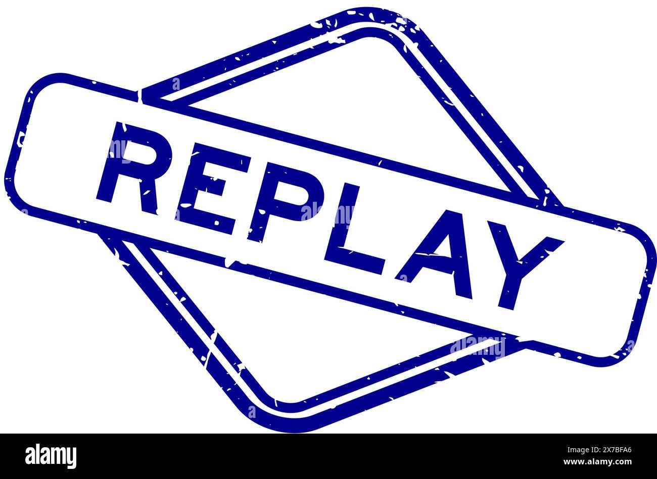 Grunge blue replay word rubber seal stamp on white background Stock ...