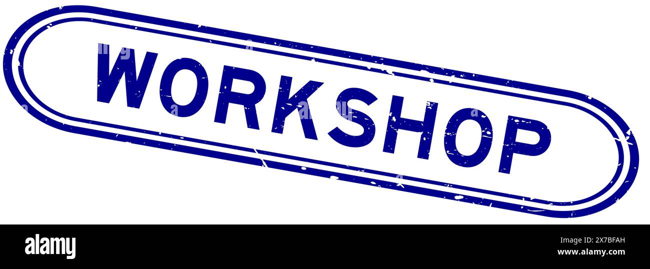 Grunge blue workshop word rubber seal stamp on white background Stock ...