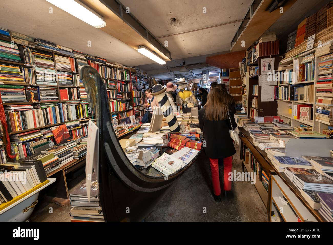 Acqua Alta Library, famous bookstore in city of Venice, Italy Stock ...