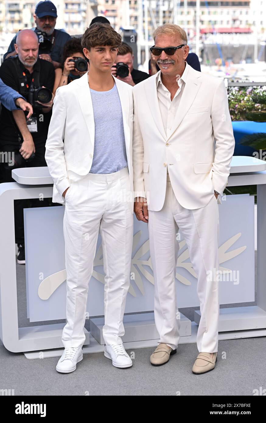Cannes, France. May 19th, 2024. Hayes Costner and Kevin Costner ...