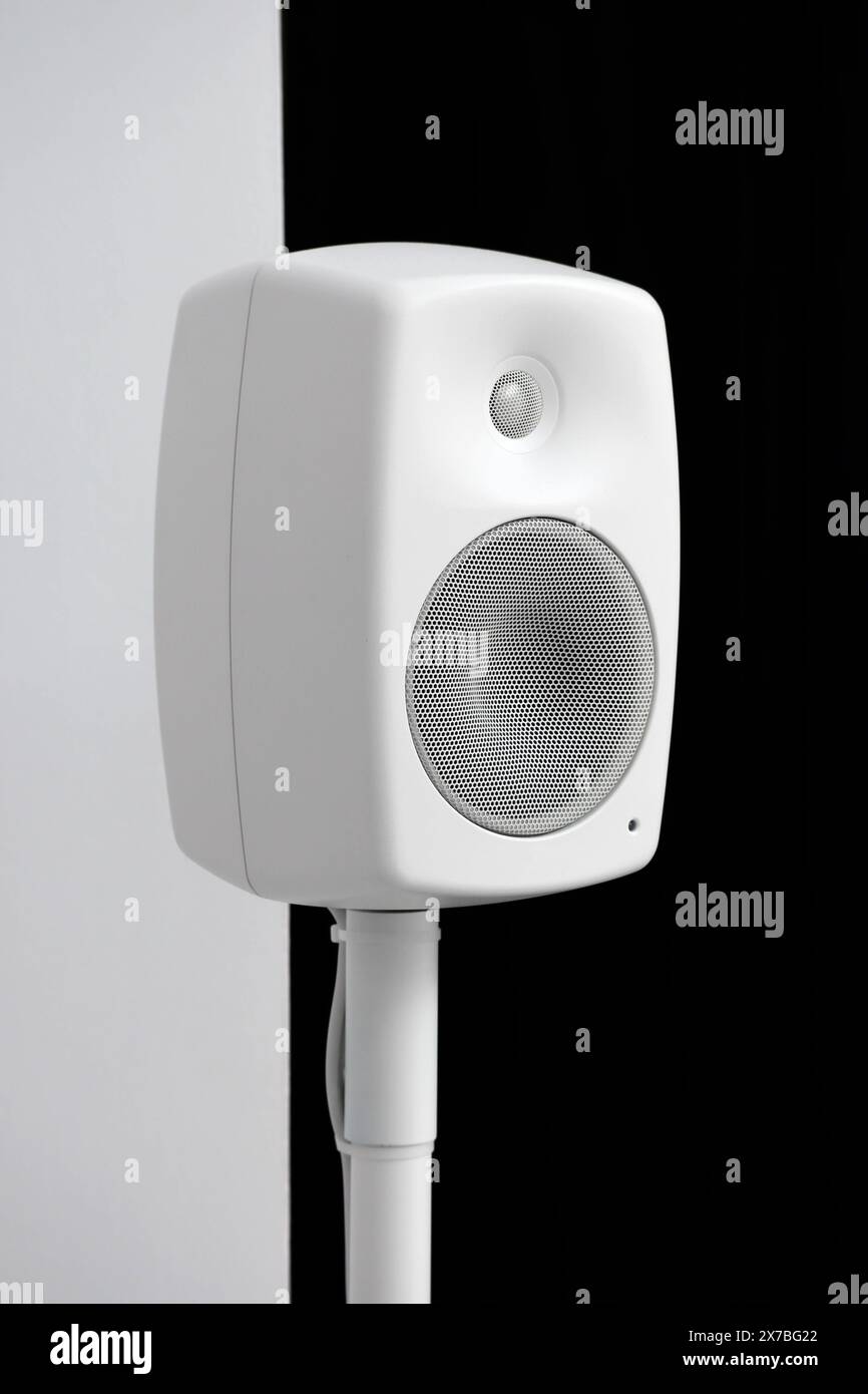 White sound speaker on a leg, close-up Stock Photo - Alamy