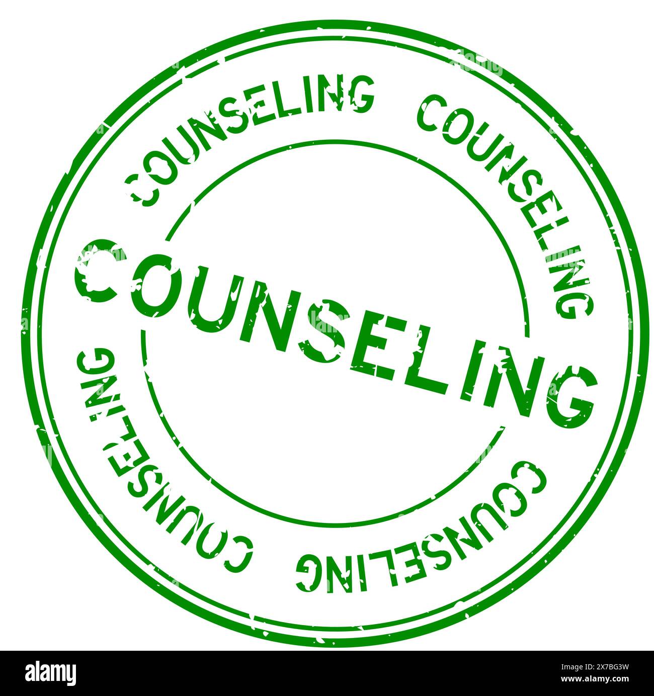 Grunge green counseling word round rubber seal stamp on white ...