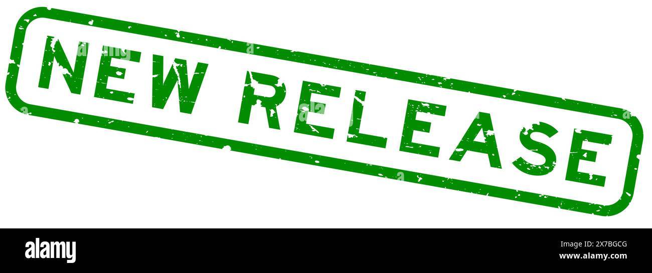 Grunge green new release word rubber seal stamp on white background ...