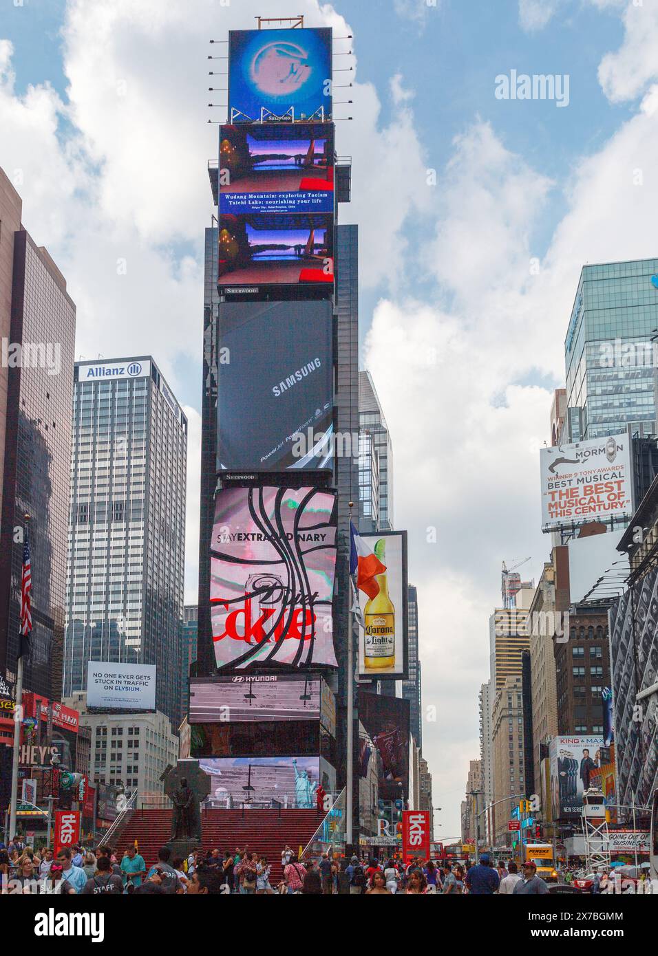The colorful billboards at the modern buildings in Times Square ...