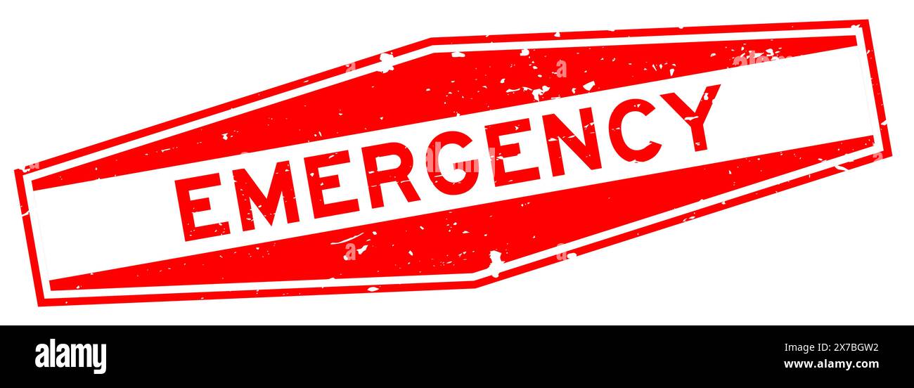 Grunge red emergency word hexagon rubber seal stamp on white background Stock Vector Image & Art ...