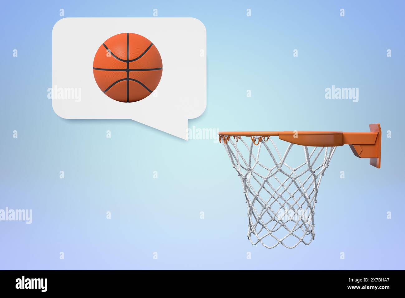 Basketball concept with hoop and speech bubble Stock Photo - Alamy