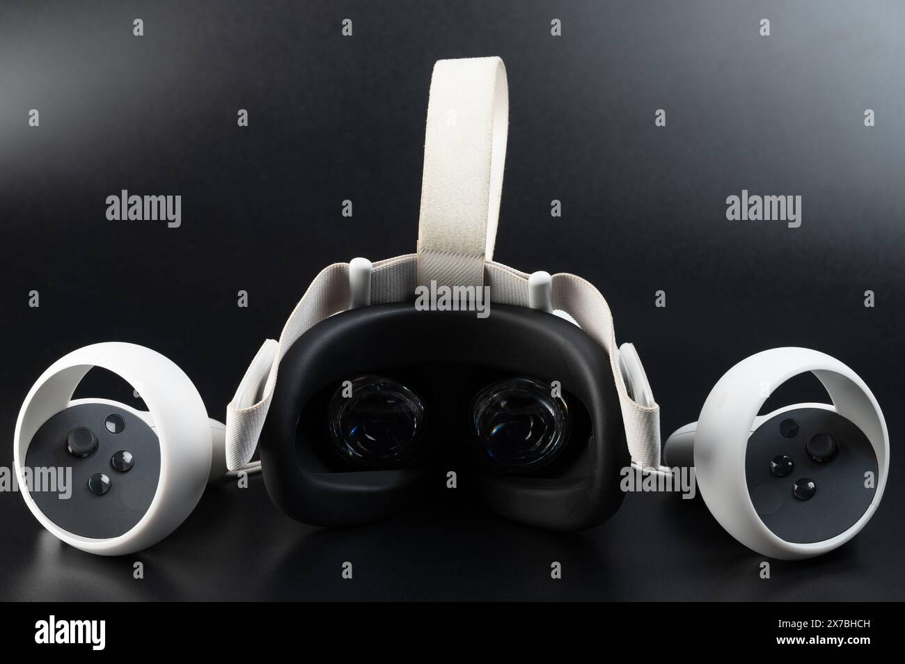 Gamer VR kit headset isolated on black studio background Stock Photo ...