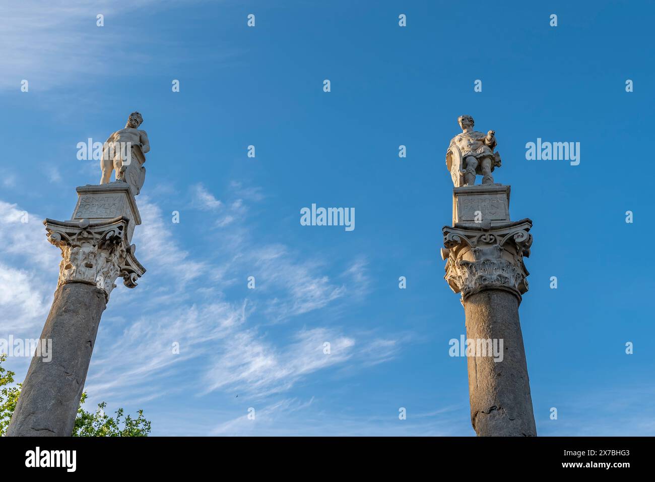 The two columns of the Alameda de Hercules, Seville, Spain Stock Photo ...