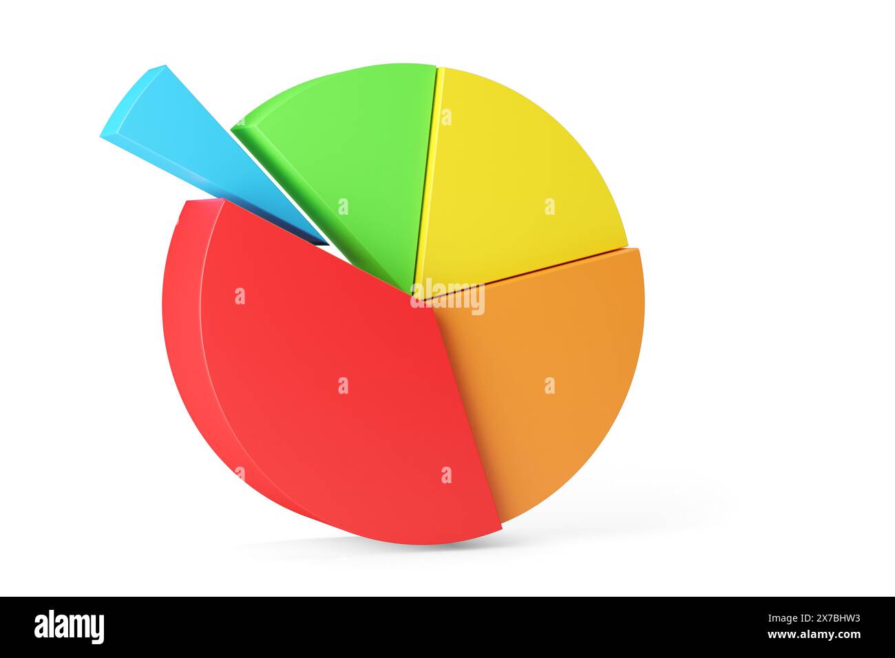 Colourful pie chart business diagram standing over white background ...