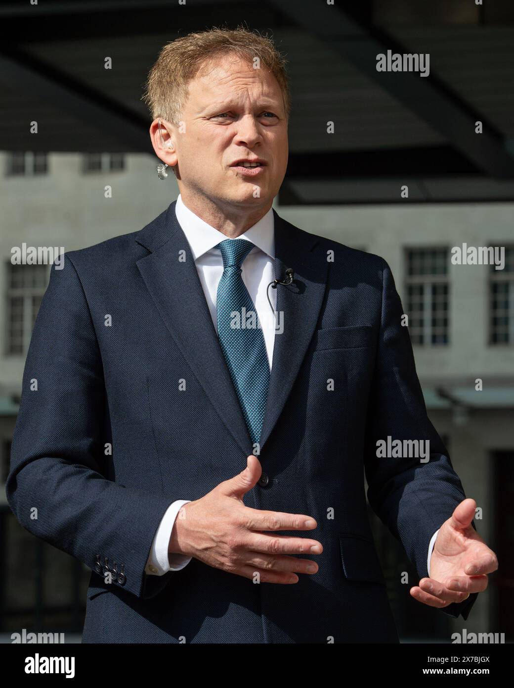 London, UK. 19 May 2024. Defence Secretary Grant Shapps is interviewed ...