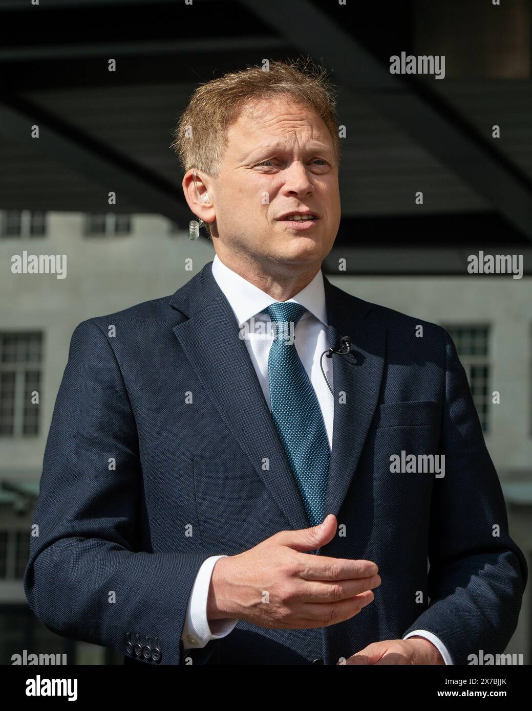 London, UK. 19 May 2024. Defence Secretary Grant Shapps is interviewed ...