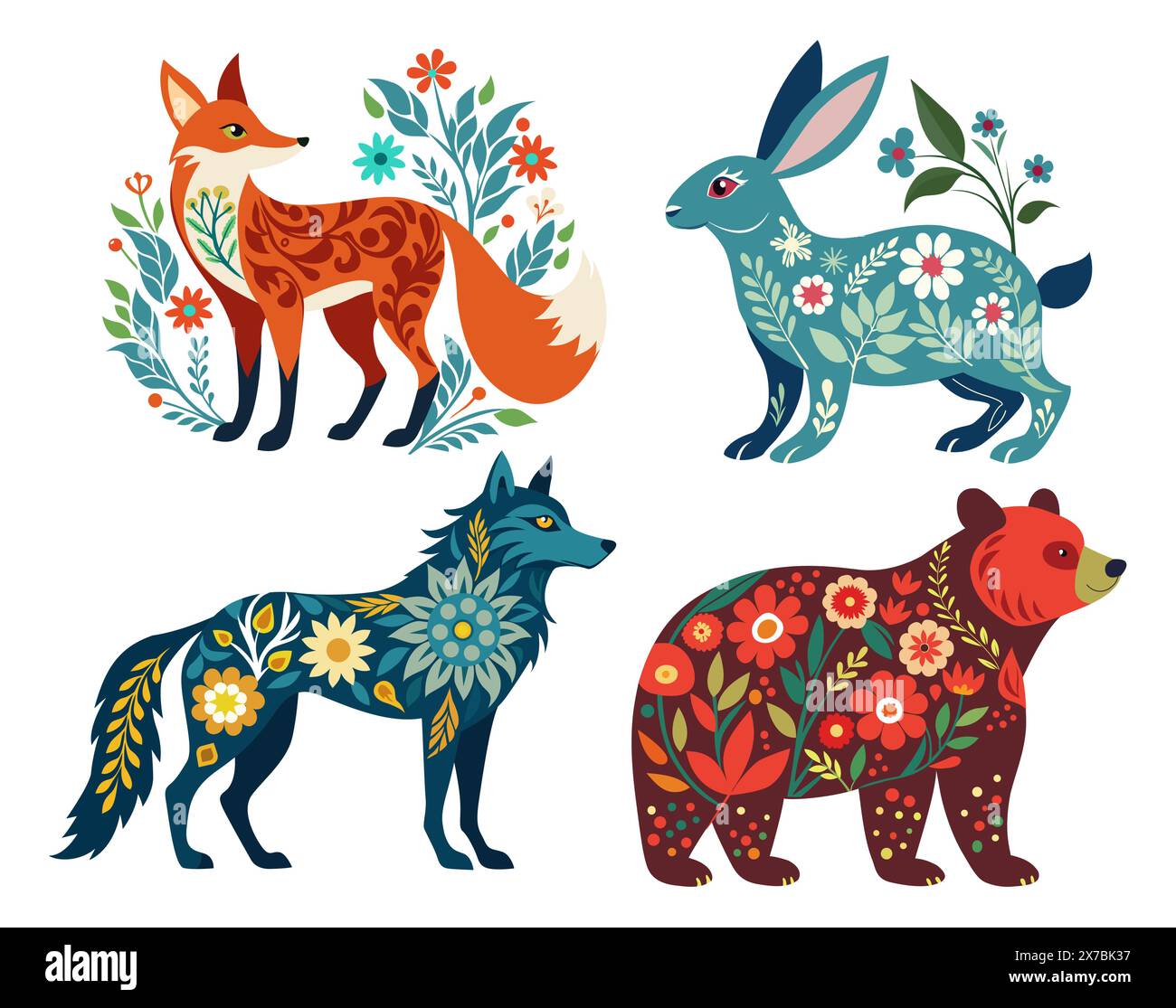 Children cute forest animals Stock Vector Images - Alamy