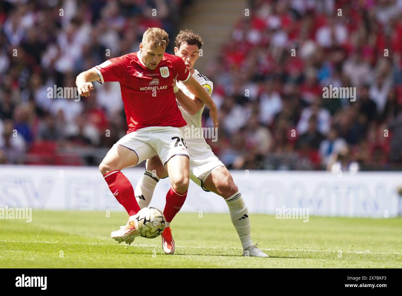 London, UK. 19th May, 2024. Elliott Nevitt of Crewe Alexandra under ...