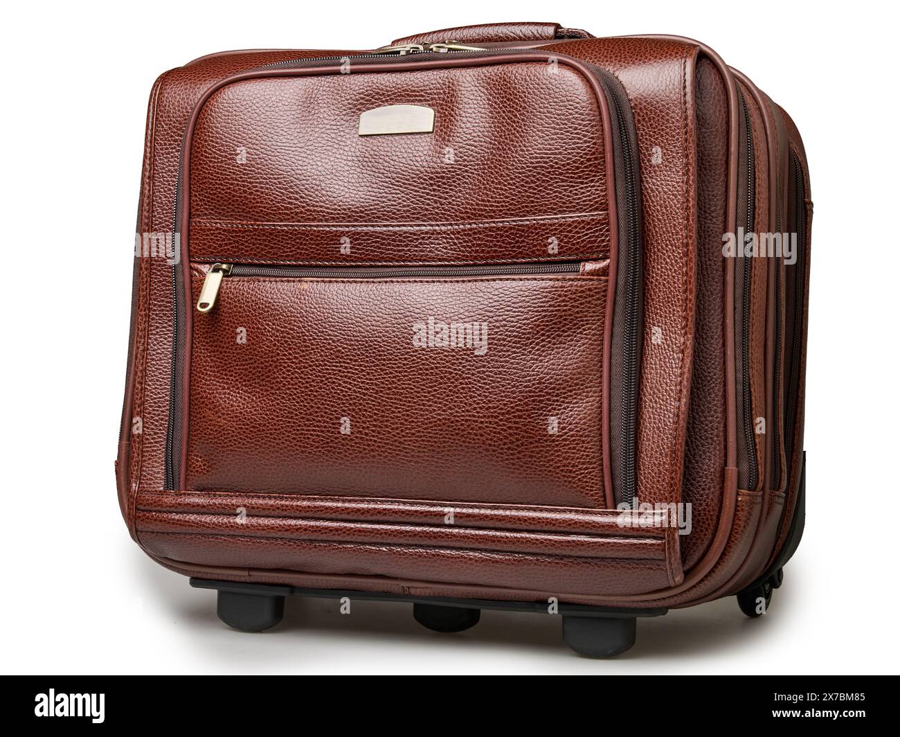 leather cabin travel suitcase isolated Stock Photo - Alamy