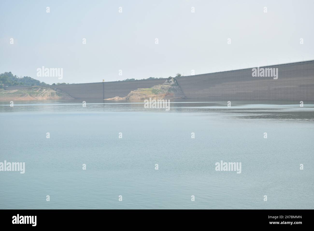Khun Dan Prakarn Chon huge concrete dam with lower water level from El ...