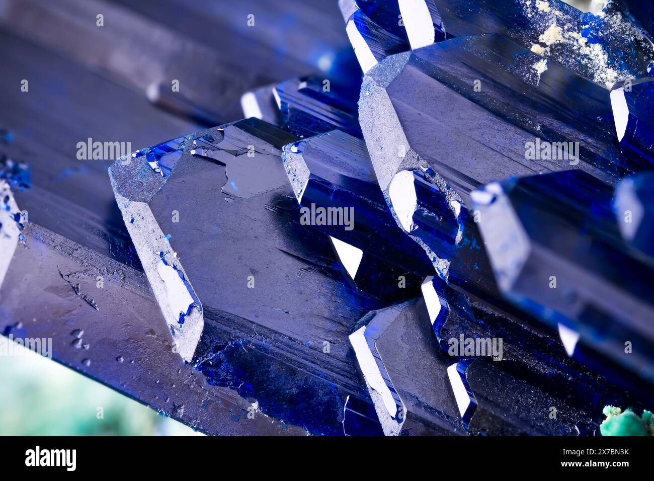 Blue delicate Azurite crystals, From Congo. macro photography detail ...